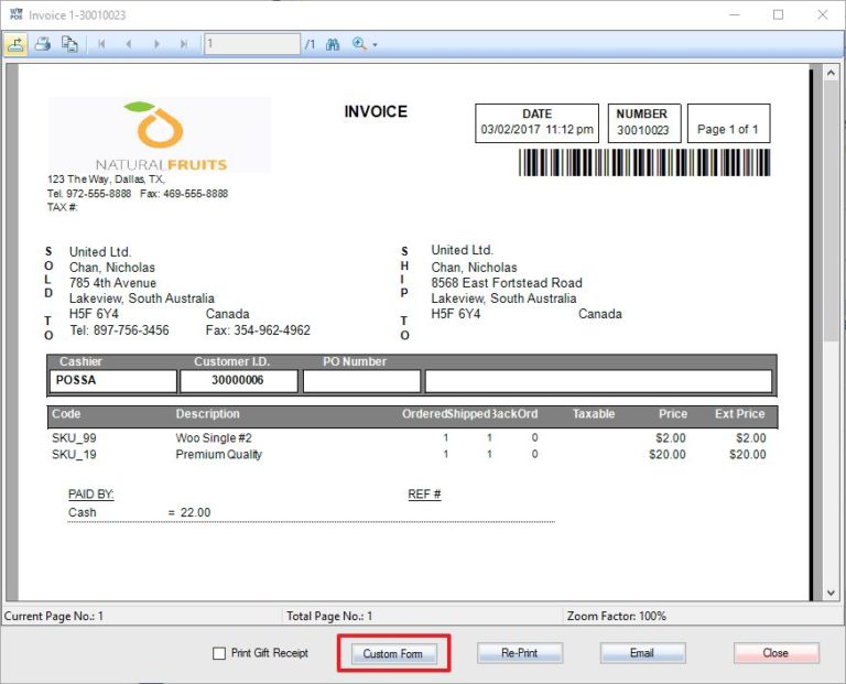 Printing Custom Forms for Transactions - SooPOS Support